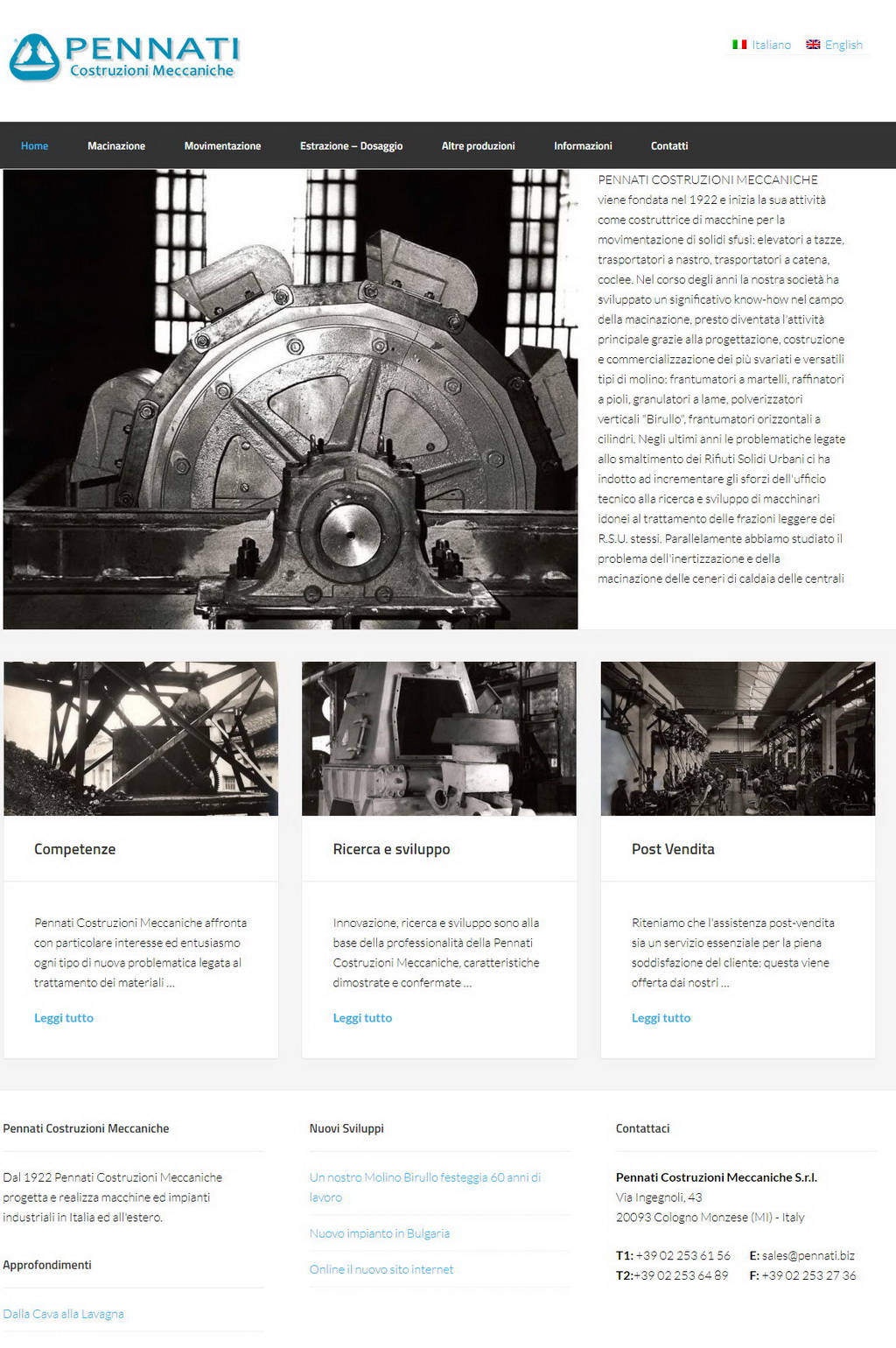 The new website is online - Pennati Costruzioni Meccaniche